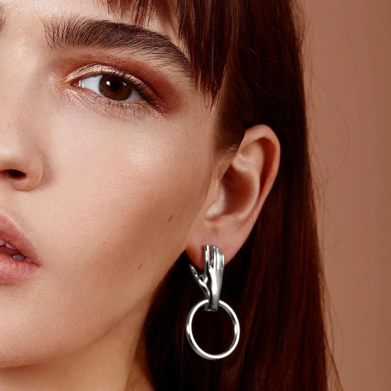 Lady Grey Hand Hoop Earring in Silver - At Present Jewelry