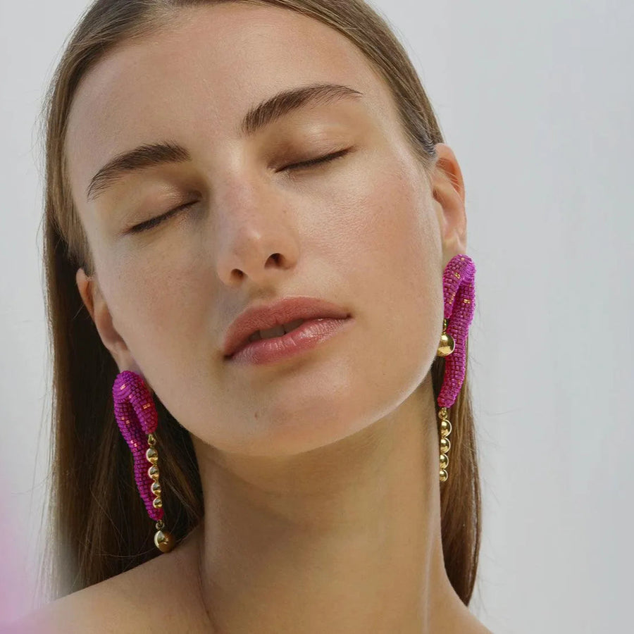 Susana Vega Sunset Earrings, Hot Pink - At Present Jewelry